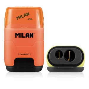 Taille-Crayon double + gomme Milan | Papeshop